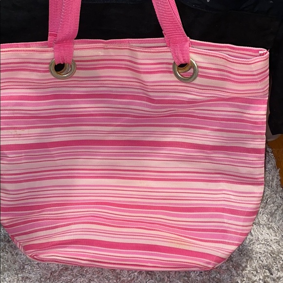 Bags | Pink Stripe Beach Bag | Poshmark